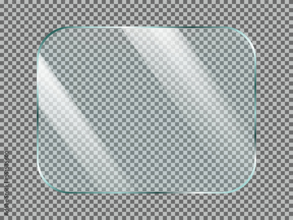 Reflecting glass plate or banner. Rectangular transparent window with ...