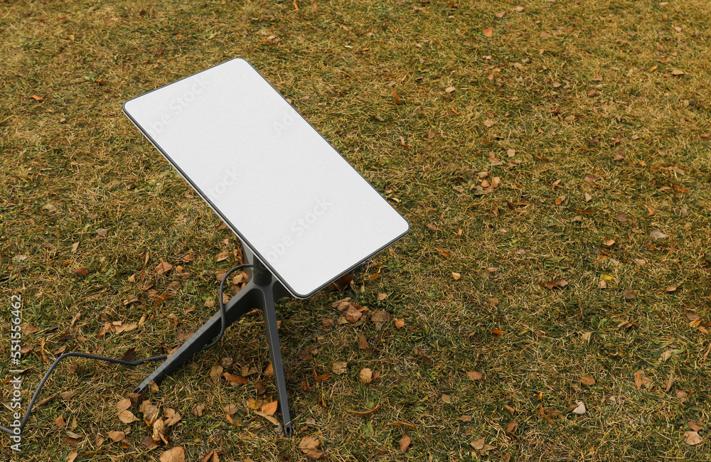 Starlink terminal on the street. Starlink is a satellite Internet group ...