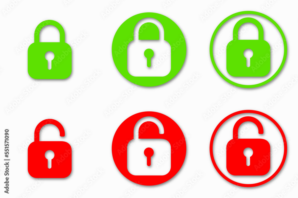 Set of lock icons, lock icon. Safety symbols. Vector illustration ...