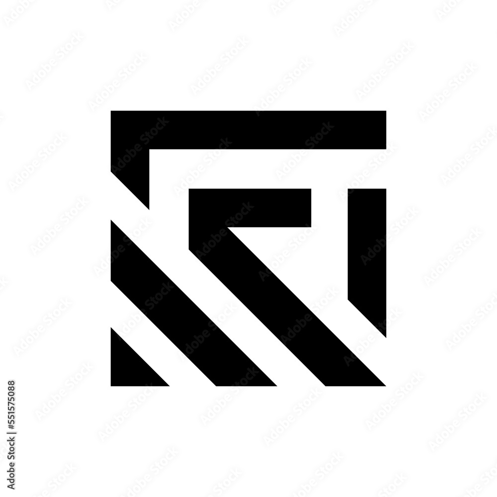 Quadrilateral logo design vector with art in black and white color ...