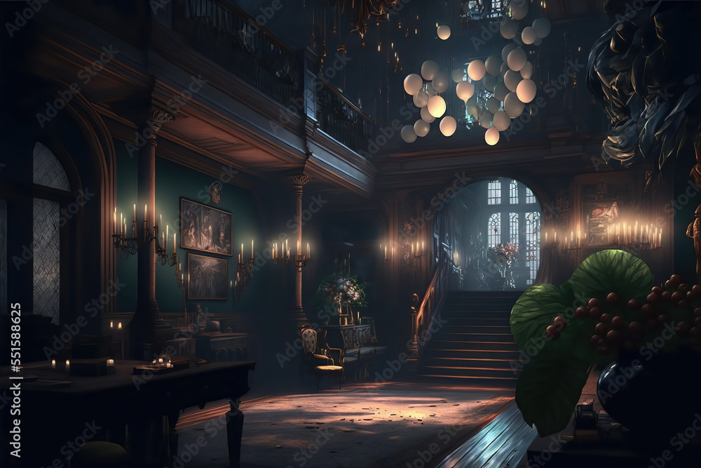 Ilustración de Stock AI generated image of interior of a luxury 1920's ...