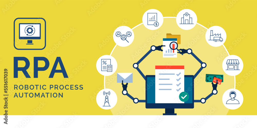 RPA robotic process automation concept Stock Vector | Adobe Stock RPA robotic process automation concept Stock Vector | Adobe Stock