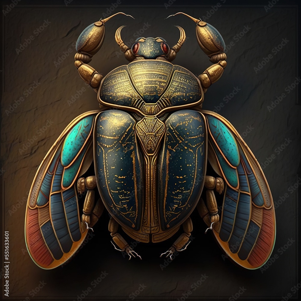 Ancient Egyptian decorative scarab beetle. AI Stock Illustration ...