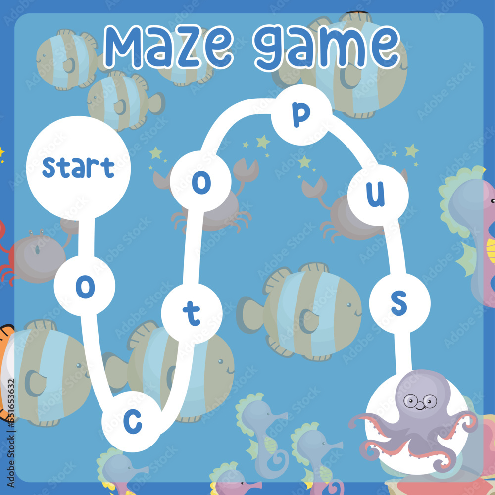 Maze game for children with animal theme. Preschool worksheet ...