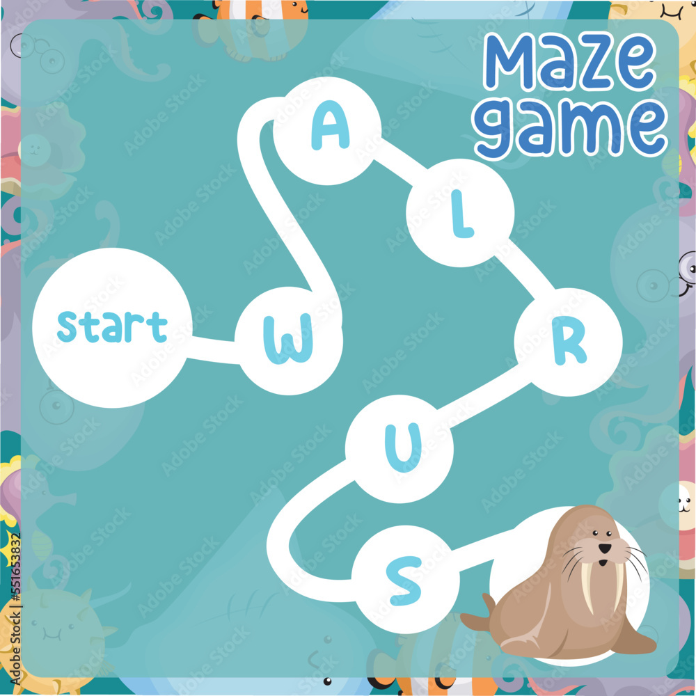 Maze game for children with animal theme. Preschool worksheet ...