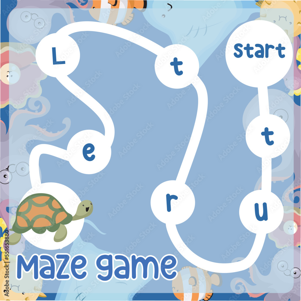 Stock-Vektorgrafik „Maze game for children with animal theme. Preschool ...