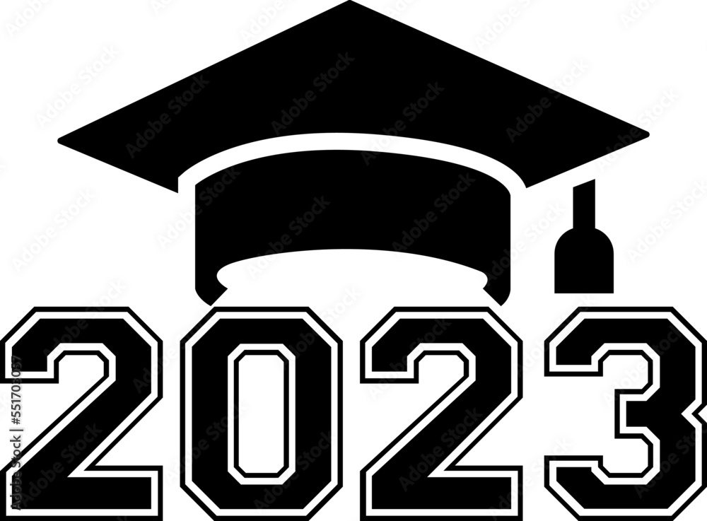2023 Graduation Cap SVG Class of 2023 black and white design template ...