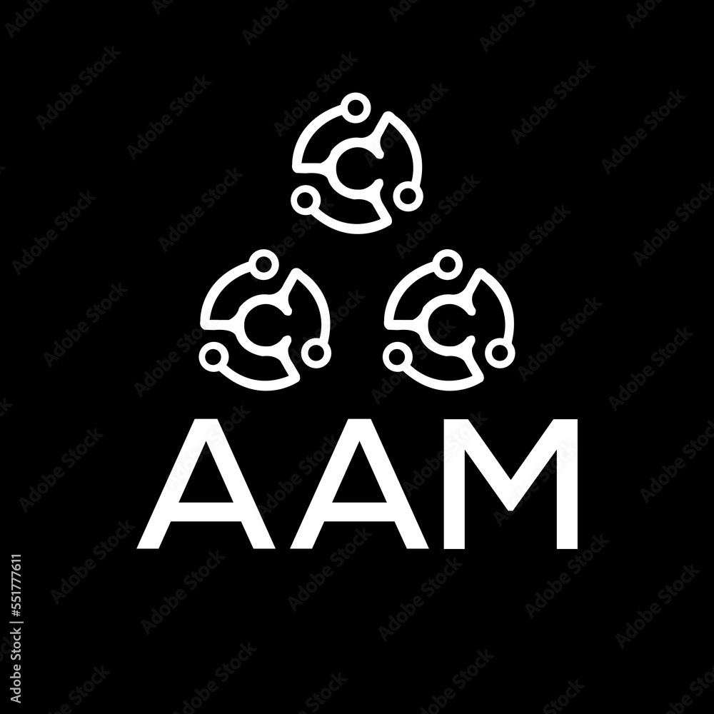 AAM letter logo. AAM best black background vector image. AAM Monogram ...