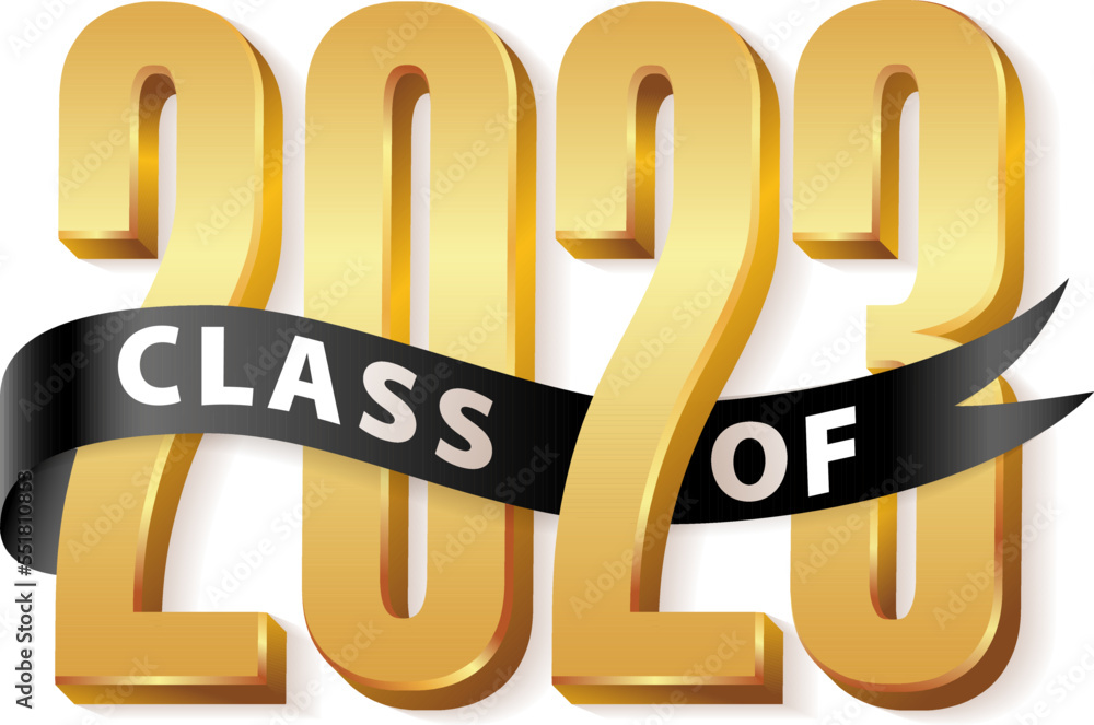 Class of 2023 Graduate Gold Lettering Graduation 3d logo with black ...