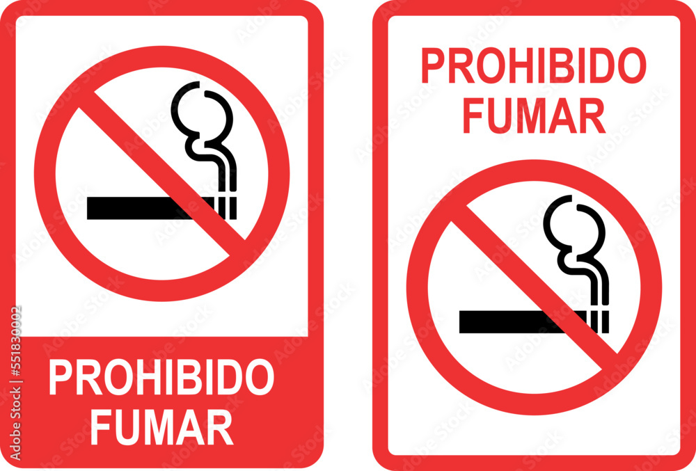 Vector de Stock señal cartel prohibido fumar en español | Adobe Stock