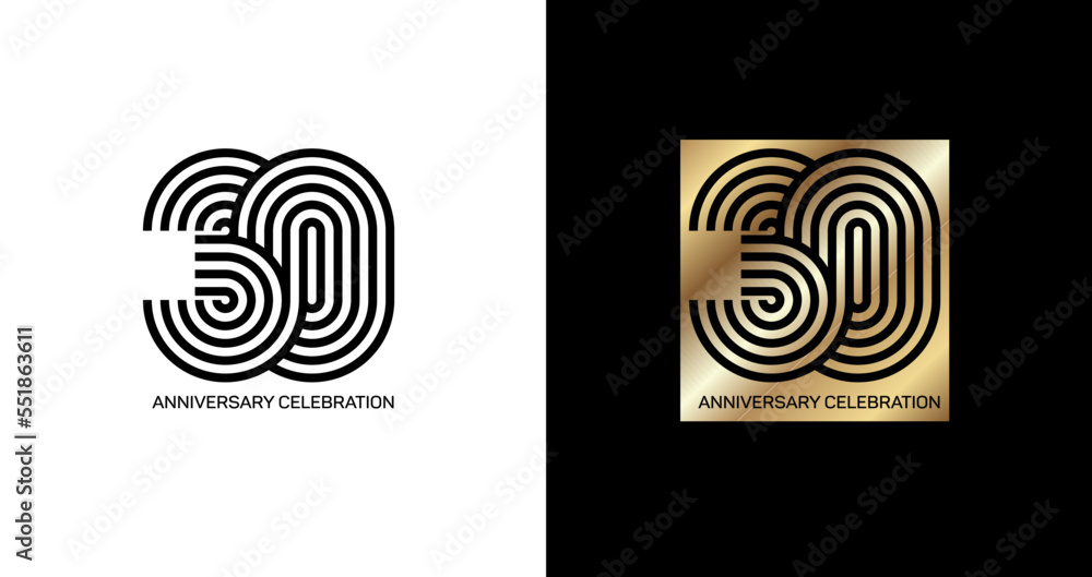 The anniversary thirtieth anniversary. Gold and black numbers. Poster ...