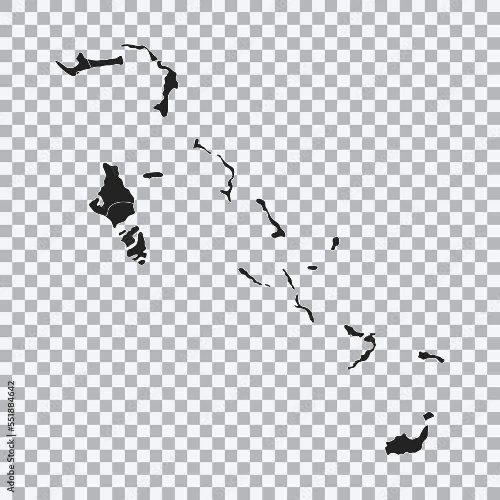 Political map of the Bahamas isolated on transparent background. High ...