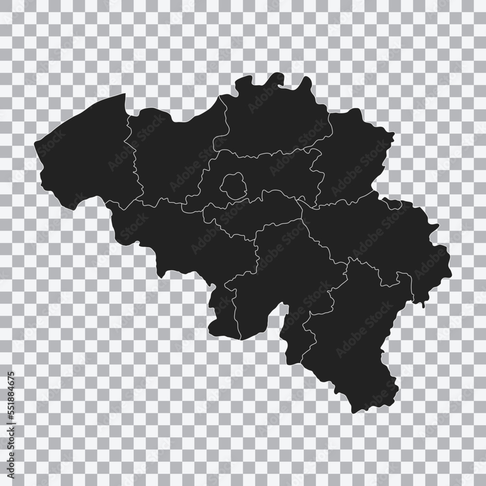 Political map of the Belgium isolated on transparent background. High ...