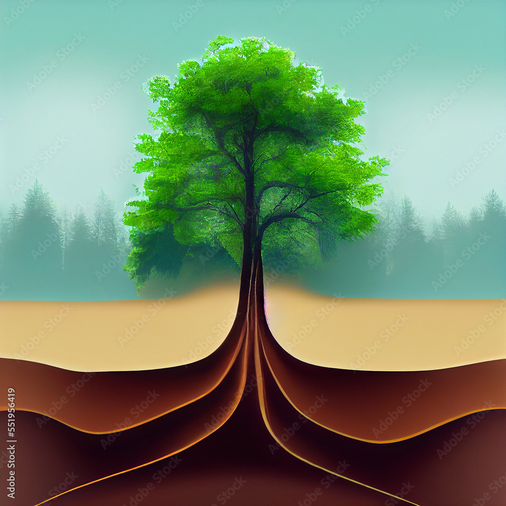 Tree Cross Section - Generative AI Stock Illustration | Adobe Stock