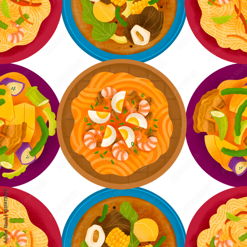 Filipino pansit malabon, pansit bihon, pinaket, and bulalo grid ...