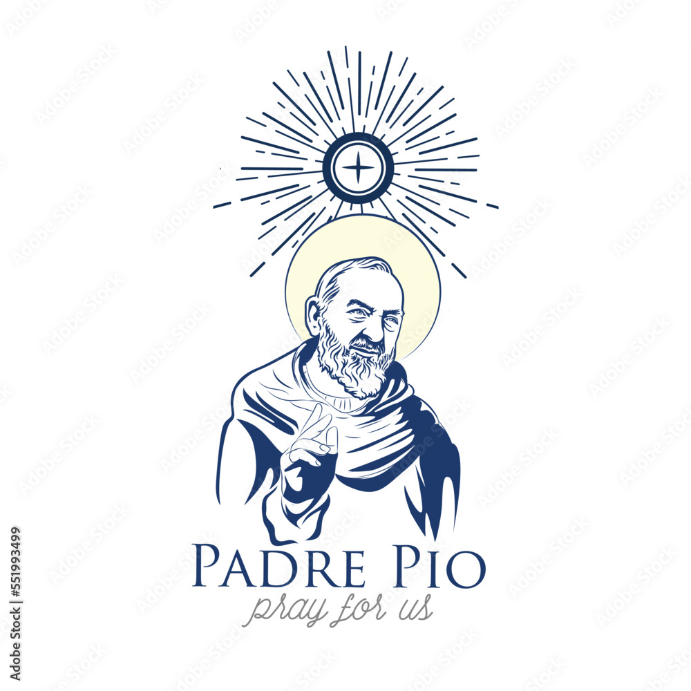 Saint Padre Pio vector Saint Pio of Pietrelcina logo Pio illustration ...