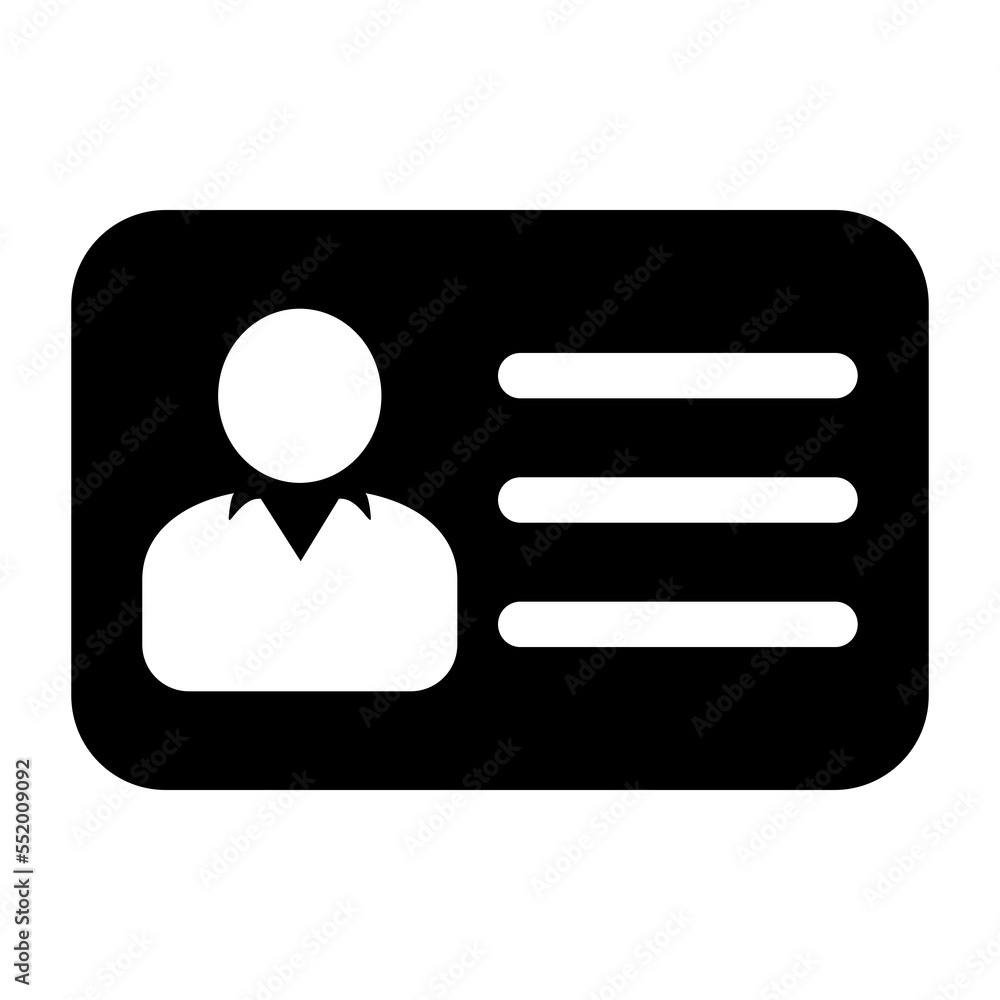 ID Card icon. Employee clerk card, driver license, Identification card ...
