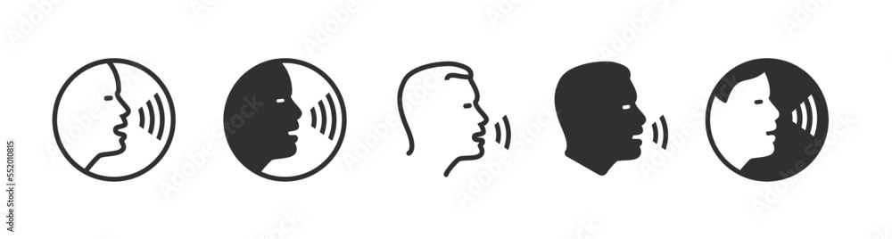 Speak voice control recognition command icon pictogram vector black ...