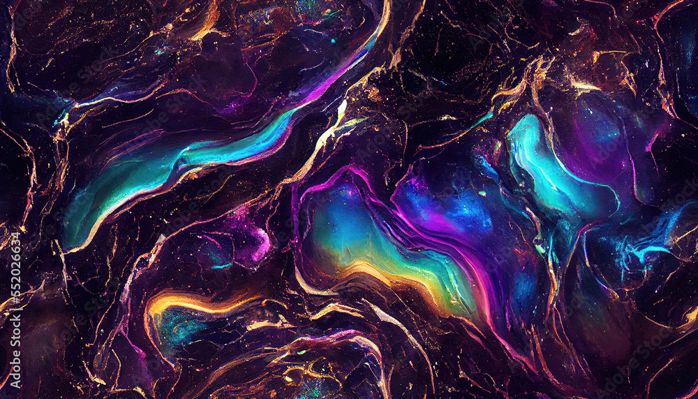 Abstract liquid iridescent oil slick (Generative AI) Stock Illustration ...
