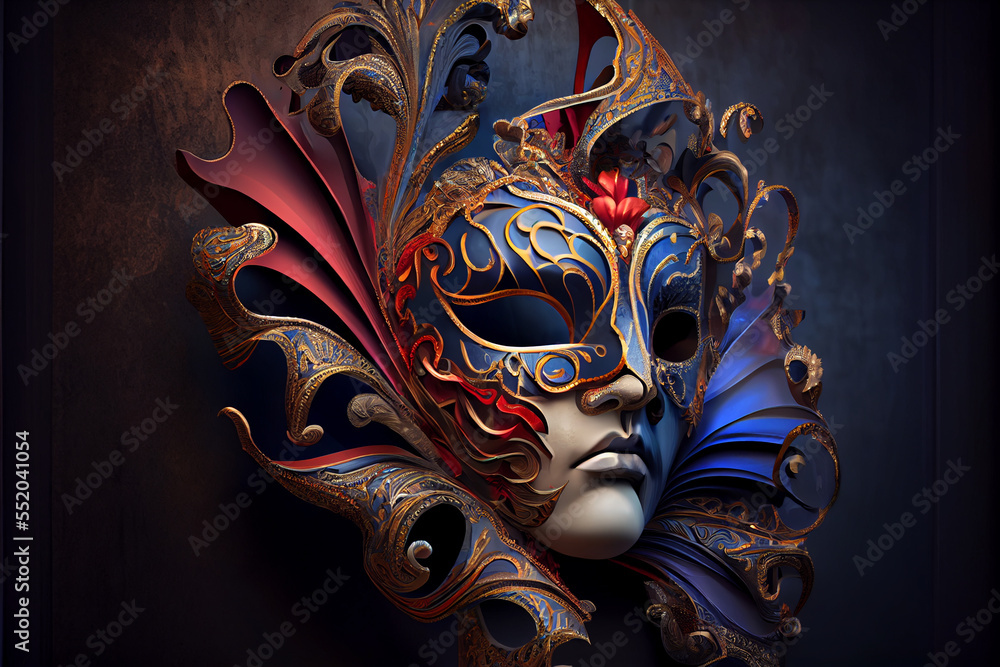 mockup, display, traditional venetian carnival mask, banner, generative ...