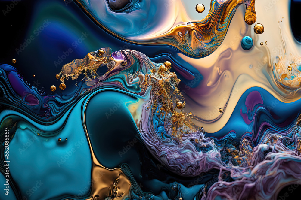 Abstract colorful background, wallpaper. Mixing acrylic paints. Modern ...