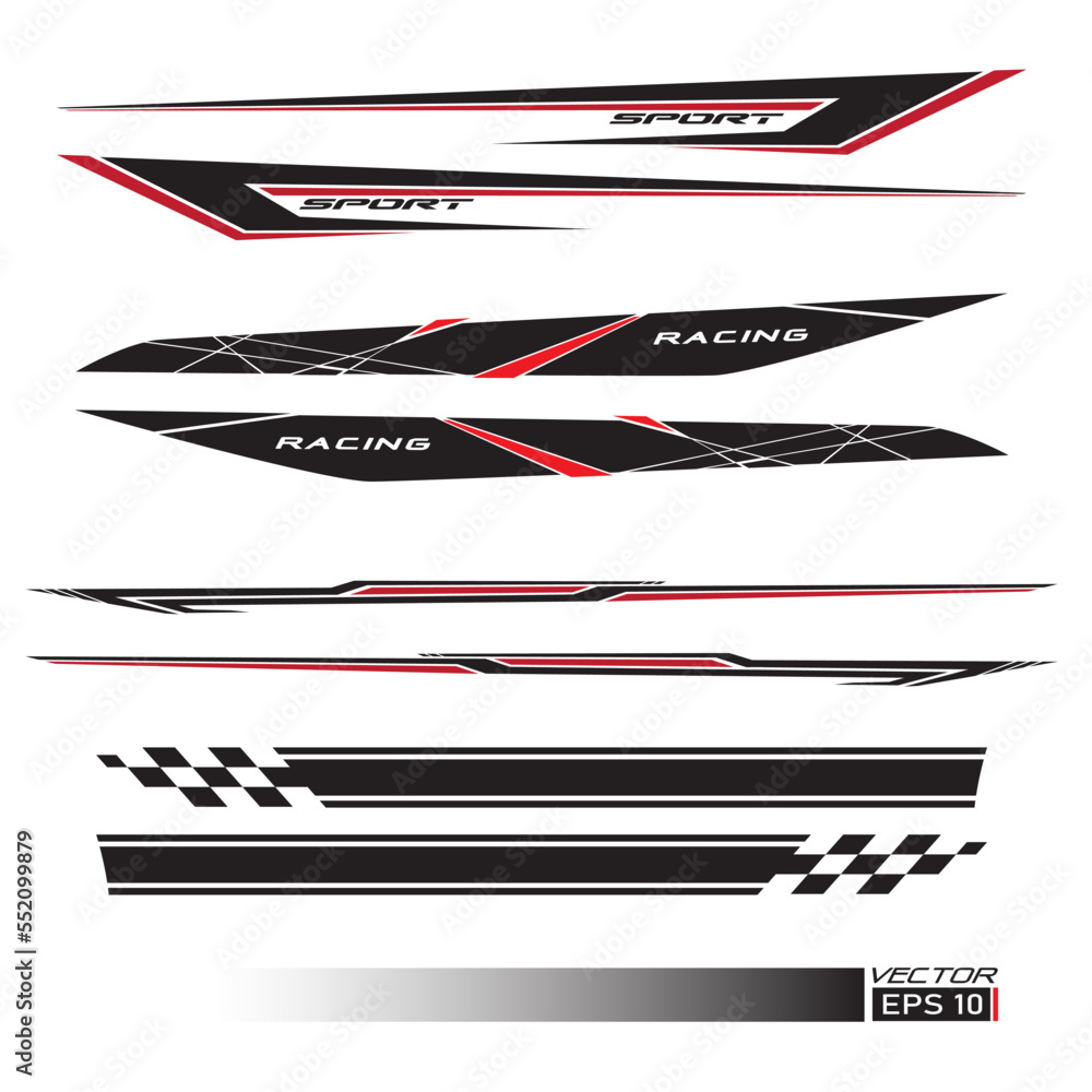 Side car body vector stripes decal. Vehicle vector Decal Stripes for ...