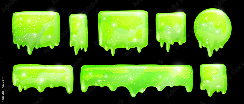 Стоковое векторное изображение «Slime vector frame set, 3D jelly liquid ...
