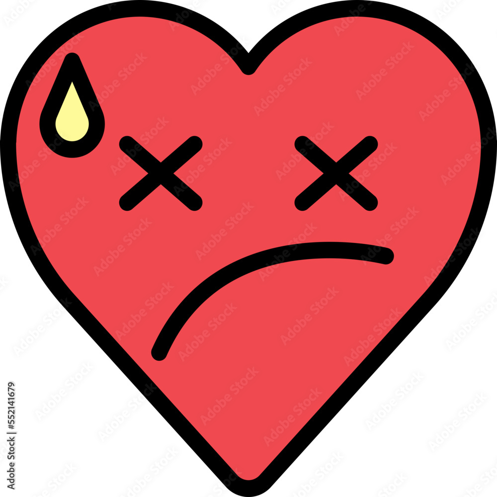 Tired heart emoji icon Stock Vector | Adobe Stock