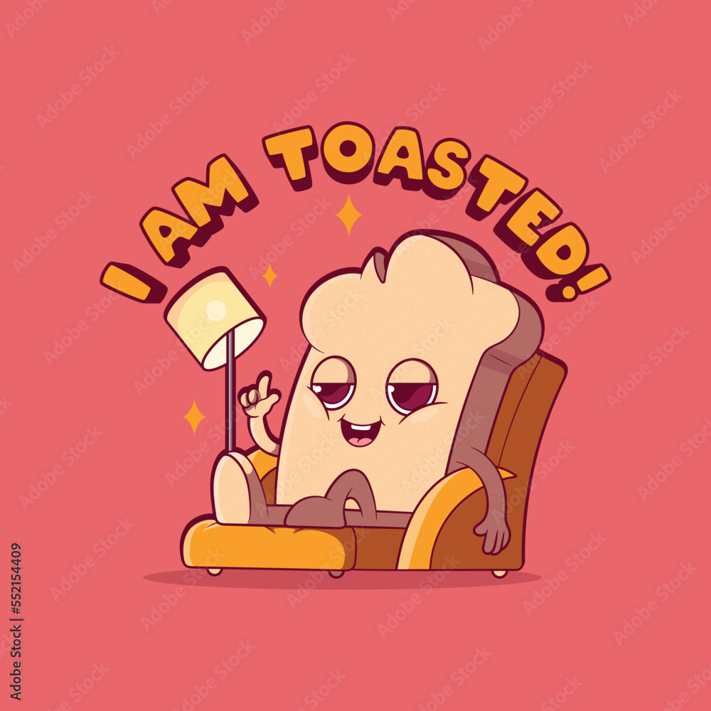 Toasted bread character seated on a couch vector illustration. Food ...