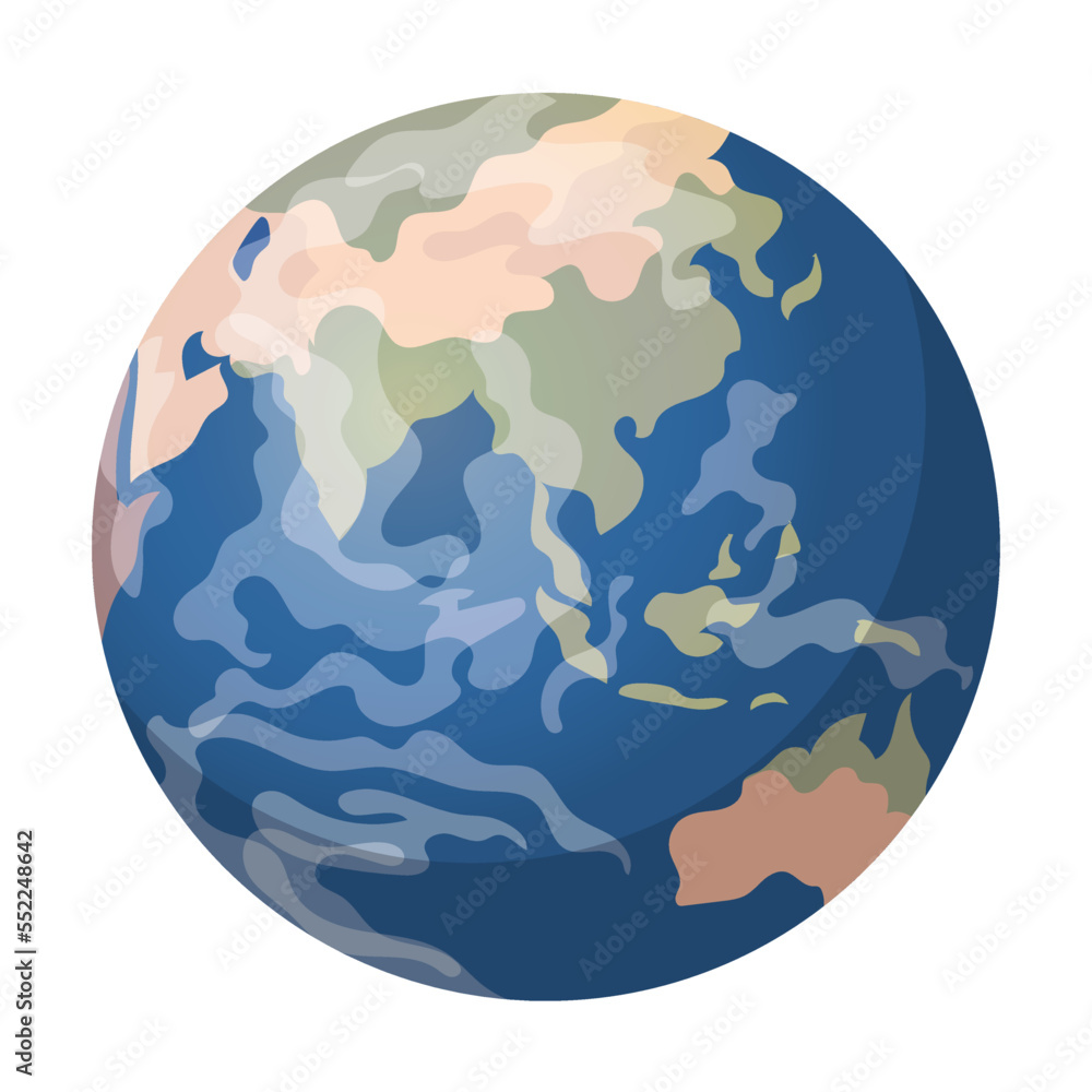 Earth planet of solar system vector illustration. Cartoon drawing ...