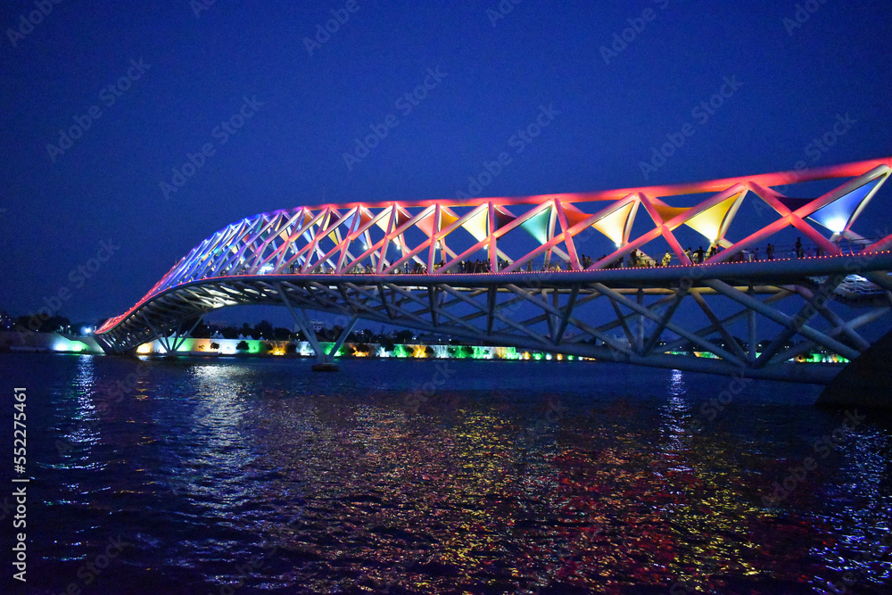 Atal Pedestrian Bridge A Foot Over Bridge On Sabarmati River Night