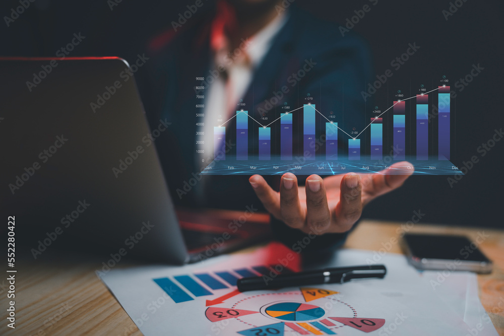 Database graph, business chart, connected computer network, digital ...