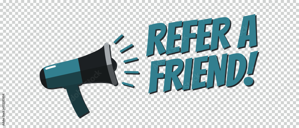 Megaphone Announcement Refer A Friend - Vector Illustration Isolated On ...
