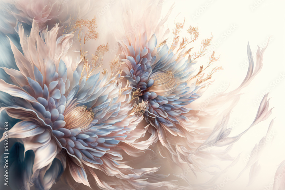 Beautiful flowers. Abstract floral design in pastel colors for prints ...