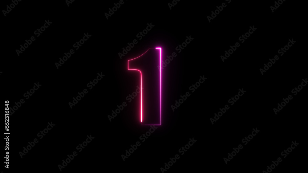 Neon number 1 on black background. One. Stock Illustration | Adobe Stock