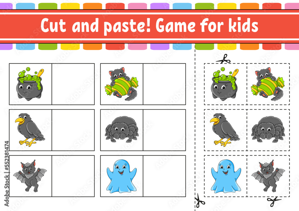 Cut and paste. Game for kids. Educational activity worksheet for kids ...