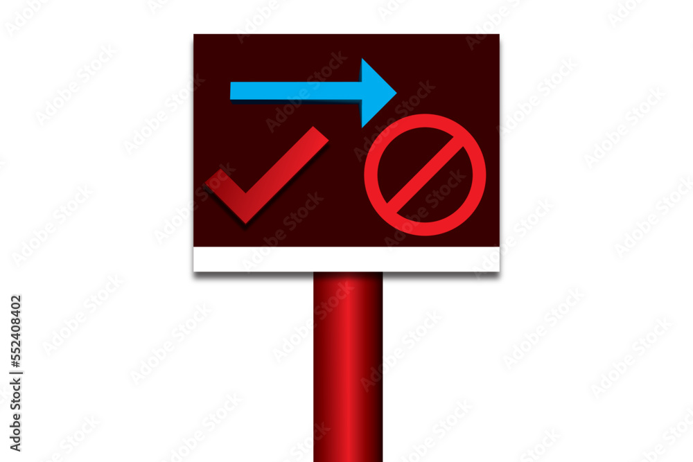 no parking sign, no entry sign, right arrow sign, blank billboard ...