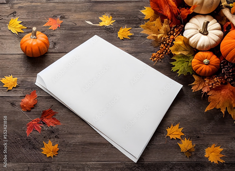 Blank thanksgiving/halloween border with white paper in the middle ...