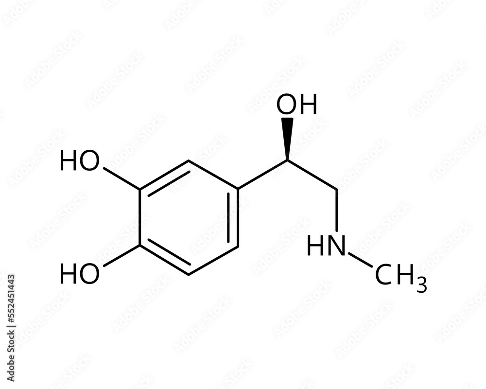 Stock-Vektorgrafik „Adrenaline molecular structure. Adrenaline, or ...