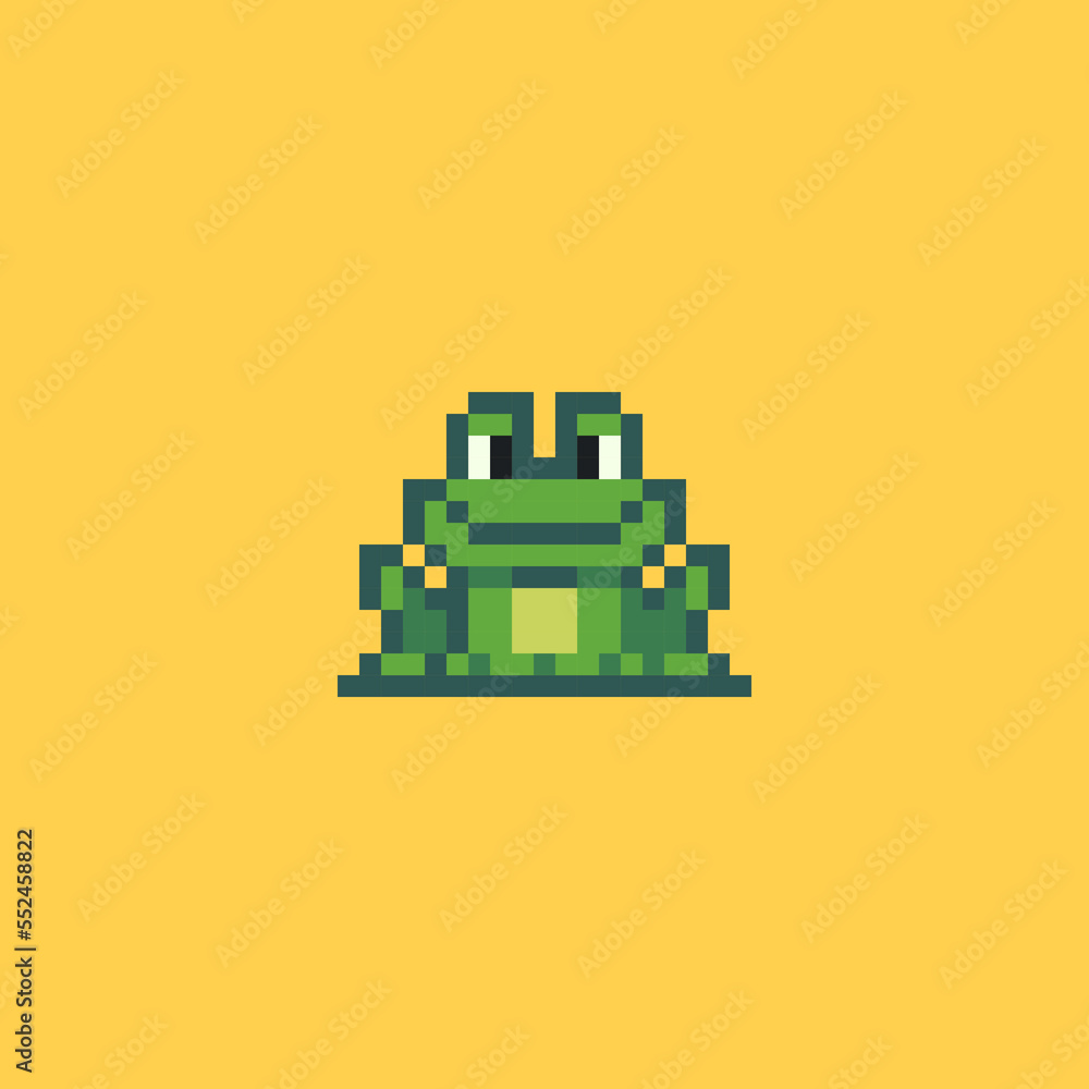 Praca wektorowa bez tantiem: Cute funny frog. Simple pixel art style ...