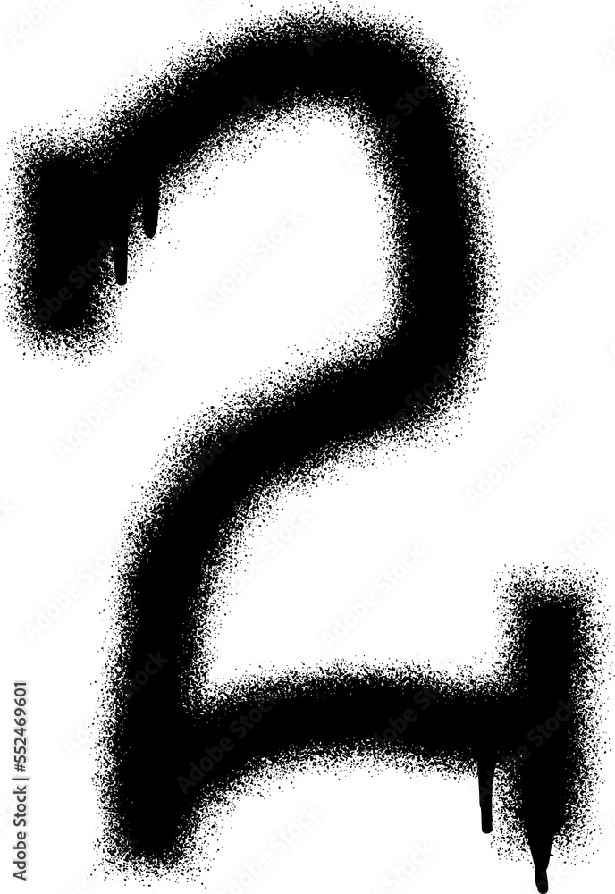 Graffiti number 2 with black spray paint. Stock Illustration | Adobe Stock