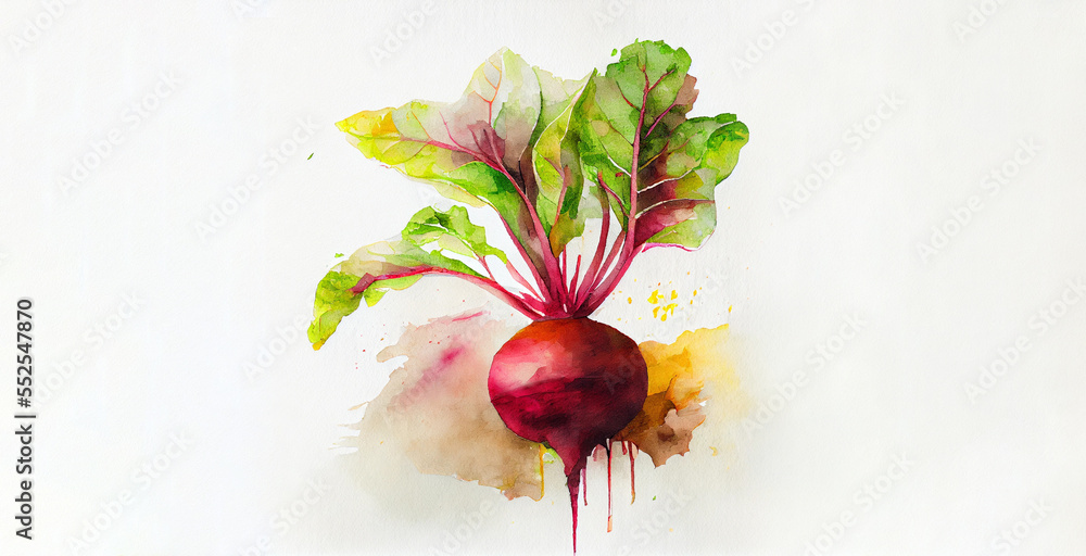 Beet. Color watercolor on white paper background. Illustration of ...