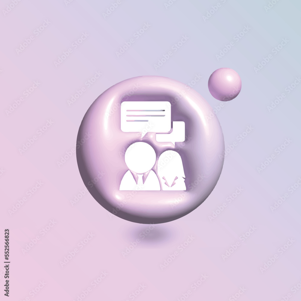 People communication Icon with in circle bright pastel color in 3d ...