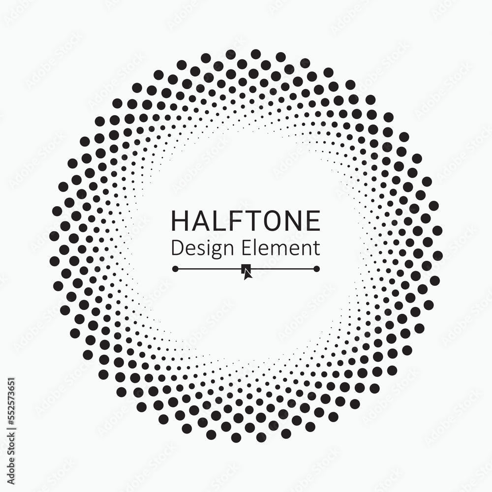 Abstract dotted circles. Halftone dots in circular form. Vector logo ...