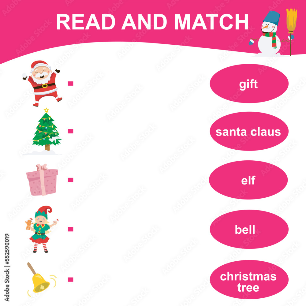 Read and match printable activity sheet. Matching English word with ...