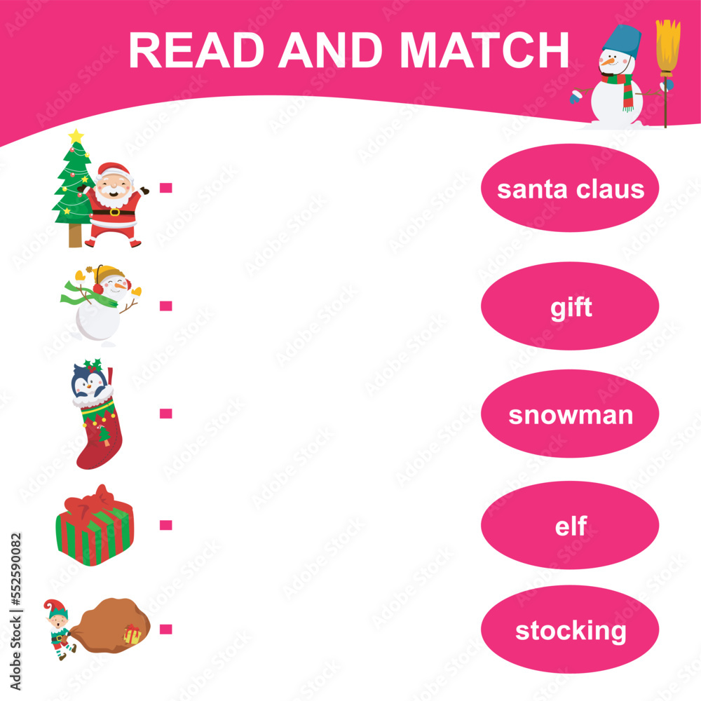 Read and match printable activity sheet. Matching English word with ...