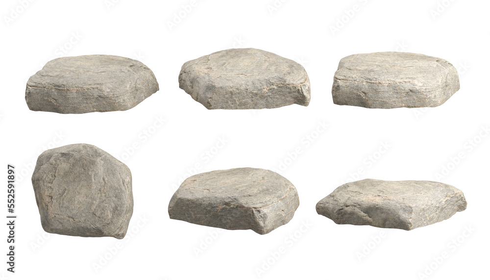 Realistic rock boulder shape cut out transparent backgrounds 3d ...