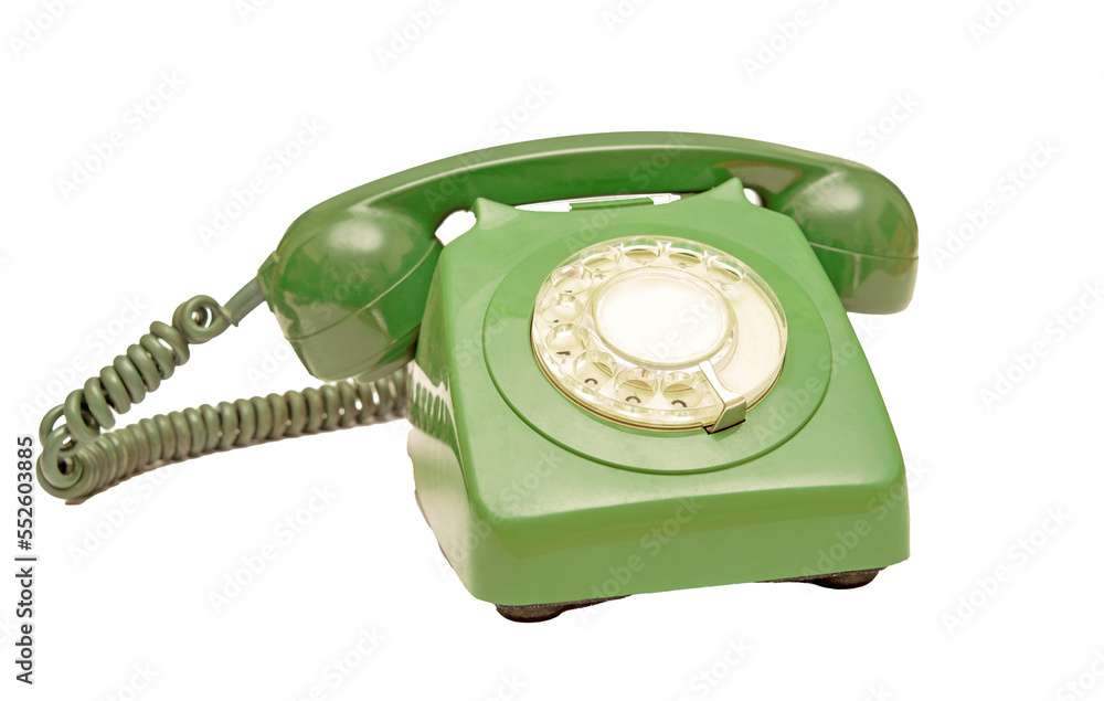 Vintage telephone green color isolated on transparent no background PNG ...
