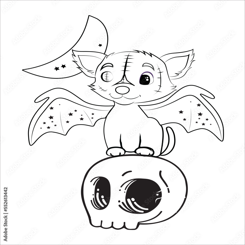 pastel goth cat coloring page Stock Vector | Adobe Stock