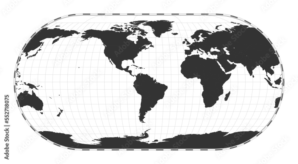 Vector world map in Eckert III projection. Geographical map with ...